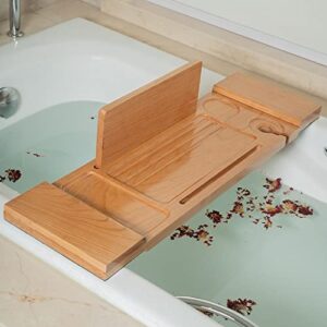 YEBDD Bathtub Tray Bath Tray Wooden Bathroom Storage Spa Bath Tub Tray Bridge Shelf Organizer Reading Rack (Size : 72cm)