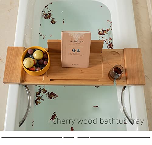 YEBDD Bathtub Tray Bath Tray Wooden Bathroom Storage Spa Bath Tub Tray Bridge Shelf Organizer Reading Rack (Size : 72cm)