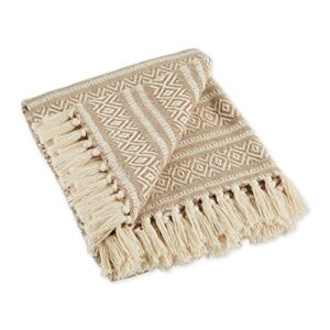 dii rustic farmhouse cotton adobe stripe blanket throw with fringe for chair, couch, picnic, camping, beach, & everyday use, 50 x 60