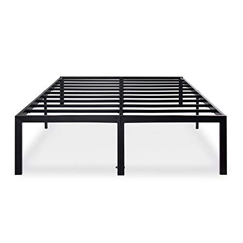 Olee Sleep 10 inch Omega Hybrid Gel Infused Memory Foam and Pocket Spring Mattress (Queen) & 14 Inch Heavy Duty Steel Slat/Anti-Slip Support/Easy Assembly/Mattress Foundation/Bed Frame, Queen