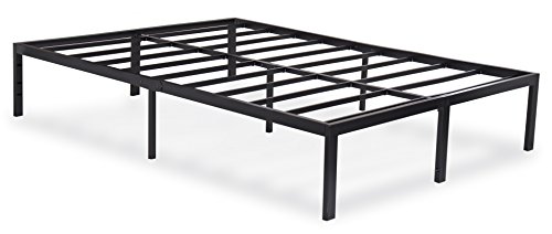 Olee Sleep 10 inch Omega Hybrid Gel Infused Memory Foam and Pocket Spring Mattress (Queen) & 14 Inch Heavy Duty Steel Slat/Anti-Slip Support/Easy Assembly/Mattress Foundation/Bed Frame, Queen