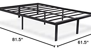 Olee Sleep 10 inch Omega Hybrid Gel Infused Memory Foam and Pocket Spring Mattress (Queen) & 14 Inch Heavy Duty Steel Slat/Anti-Slip Support/Easy Assembly/Mattress Foundation/Bed Frame, Queen