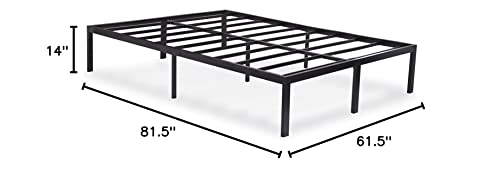 Olee Sleep 10 inch Omega Hybrid Gel Infused Memory Foam and Pocket Spring Mattress (Queen) & 14 Inch Heavy Duty Steel Slat/Anti-Slip Support/Easy Assembly/Mattress Foundation/Bed Frame, Queen