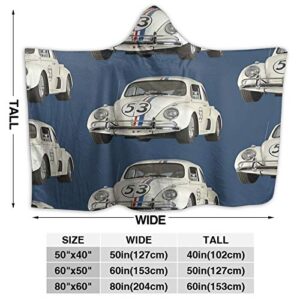 Hooded Blanket Herbie The Beetle Car Rides Again Comfortable Throw Blankets Suitable for Sofa Blankets for Adults and Children, Bed Blankets 60" X50