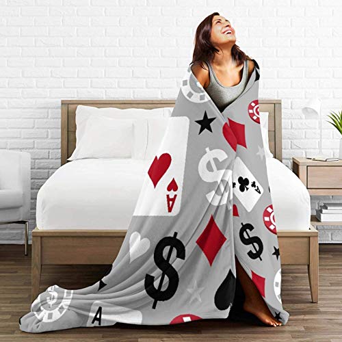 Janrely Ultra-Soft Micro Fleece Blanket,Poker Casino,Home Decor Warm Throw Blanket for Couch Bed,60"X 50"