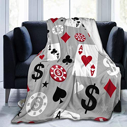 Janrely Ultra-Soft Micro Fleece Blanket,Poker Casino,Home Decor Warm Throw Blanket for Couch Bed,60"X 50"