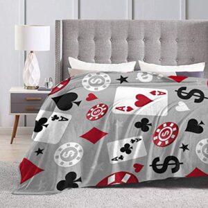 Janrely Ultra-Soft Micro Fleece Blanket,Poker Casino,Home Decor Warm Throw Blanket for Couch Bed,60"X 50"