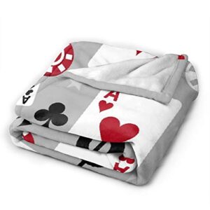 Janrely Ultra-Soft Micro Fleece Blanket,Poker Casino,Home Decor Warm Throw Blanket for Couch Bed,60"X 50"