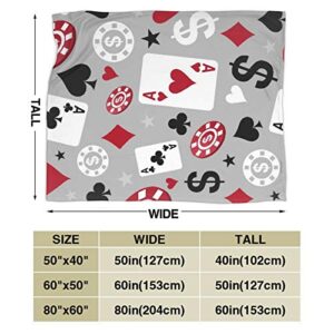 Janrely Ultra-Soft Micro Fleece Blanket,Poker Casino,Home Decor Warm Throw Blanket for Couch Bed,60"X 50"