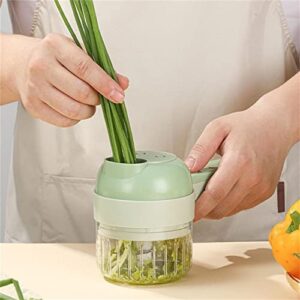 Portable 4 in 1 Electric Vegetable Slicer Set, Wireless Food Processor, with Clean Brush for Garlic Chili Onion Celery Ginger Meat