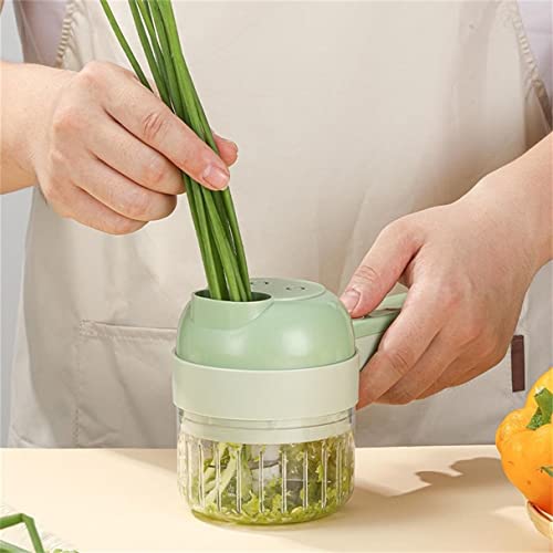 Portable 4 in 1 Electric Vegetable Slicer Set, Wireless Food Processor, with Clean Brush for Garlic Chili Onion Celery Ginger Meat