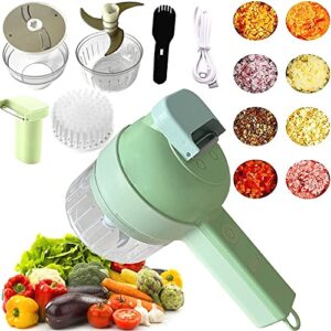 portable 4 in 1 electric vegetable slicer set, wireless food processor, with clean brush for garlic chili onion celery ginger meat