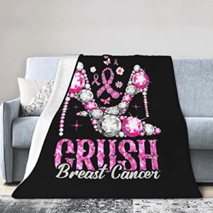 crush breast cancer awareness flannel blanket ultra soft micro fleece throw blankets warm air conditioning lightweight bedding for sofa couch chair all season