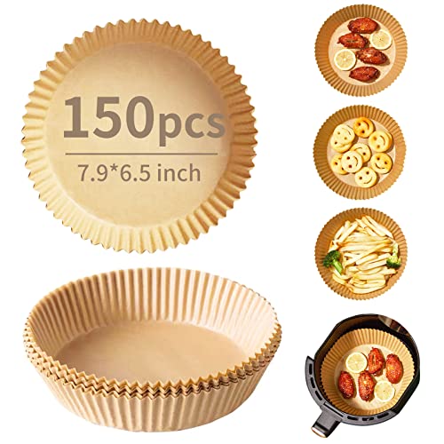 Air Fryer Disposable Paper Liner -150PCS Parchment Paper Baking-Oil-proof Water-Proof,Parchment Paper Liners Air Fryer Rounds-Cooking Baking Paper Air Fryer(150PCS-6.3Inch)