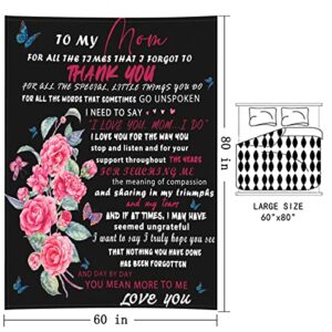 for Mom from Son Daughter Personalized Soft Flannel Blankets Flower Butterfly Throw Blankets Gift for Mothers Day Birthday Family Holiday 60"x 80"