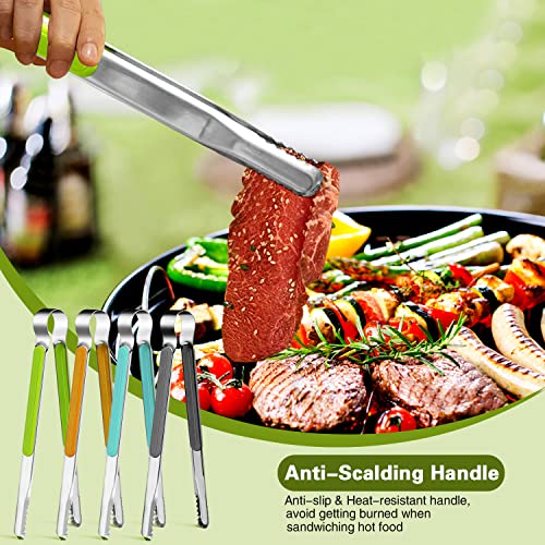 4Pcs Stainless Steel Kitchen Tongs, Serving Tongs for Cooking, 10" Metal Food Tongs with Non-Slip Comfort Grip, Non-Stick Cooking Tongs High Heat Resistant BBQ Tongs Grill Tongs for Barbecue Grilling