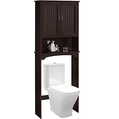 IGSY 9" Width Wooden Over The Toilet Bathroom Storage Cabinets with Door (Color : Espresso)