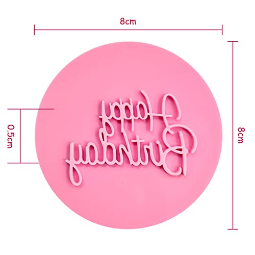 Happy Birthday Cookie Embosser, Happy Birthday Cookie Stamp, Happy Birthday Fondant Embosser Cookie, 3D Design Happy Birthday Embossing Stamp, Cookie Chocolate DIY Baking Mold,Decorating Cake/Cupcake