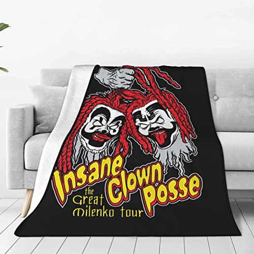 Insane Hip Clown Hop Posse Throw Blankets Flannel Blanket Lightweight Throw Blanket for Couch Bed Soft Warm Cozy 80"x60"