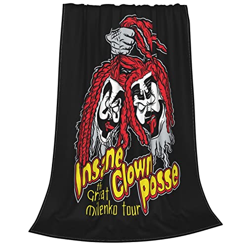 Insane Hip Clown Hop Posse Throw Blankets Flannel Blanket Lightweight Throw Blanket for Couch Bed Soft Warm Cozy 80"x60"