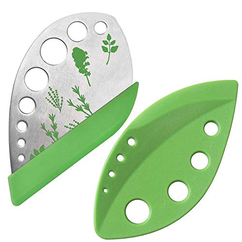 2 Pack Herb Stripper Tool 9 Holes Stainless Steel kale Leaf Stripping Zip Tools, Curved Edge Can be Used as a Kitchen Gadgets