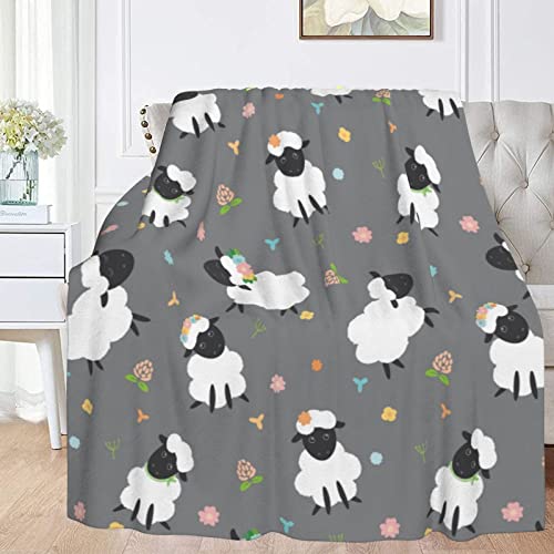 Fehuew Cute Sheep Lambs Soft Throw Blanket 40x50 inch Lightweight Warm Flannel Fleece Blanket for Couch Bed Sofa Travel Camping for Kids Adults