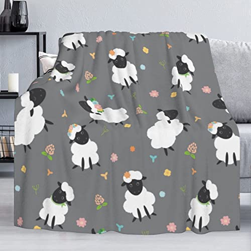 Fehuew Cute Sheep Lambs Soft Throw Blanket 40x50 inch Lightweight Warm Flannel Fleece Blanket for Couch Bed Sofa Travel Camping for Kids Adults