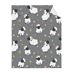 Fehuew Cute Sheep Lambs Soft Throw Blanket 40x50 inch Lightweight Warm Flannel Fleece Blanket for Couch Bed Sofa Travel Camping for Kids Adults