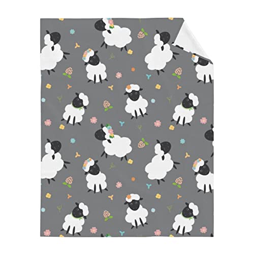 Fehuew Cute Sheep Lambs Soft Throw Blanket 40x50 inch Lightweight Warm Flannel Fleece Blanket for Couch Bed Sofa Travel Camping for Kids Adults