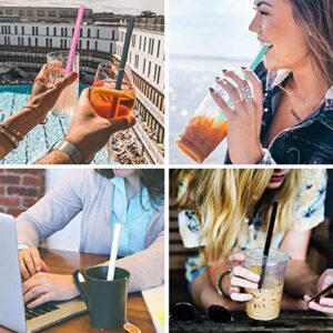 Silicone Straws Set of 10 Straight Smoothies Straws Large Silicon Reusable Drinking Straws with Cleaning Brushes Extra Long for Yeti/Rtic/Ozark 20oz and 30oz Tumbler - Flexible Chewy & Safe for Kids