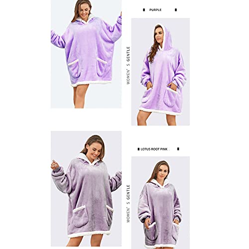 GIVDDAE Oversized Wearable Blanket Hoodie Wearable Blanket Sweatshirt for Women and Men Purple