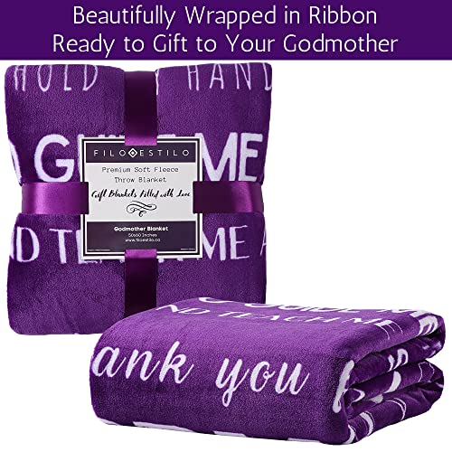 Godmother Gifts from Godchild, Godmother Blanket, Mothers Day Gifts for Godmother Gift for Birthday, Mothers Day, Christmas, Throw 60x50 Inches (Purple)