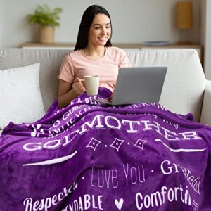 Godmother Gifts from Godchild, Godmother Blanket, Mothers Day Gifts for Godmother Gift for Birthday, Mothers Day, Christmas, Throw 60x50 Inches (Purple)