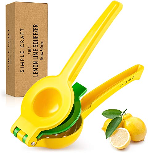 Simple Craft 2-In-1 Lemon Squeezer - Easy To Use Manual Juicer Hand Press - Lemon Juicer & Lime Squeezer Extracts Juices in Seconds