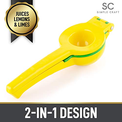 Simple Craft 2-In-1 Lemon Squeezer - Easy To Use Manual Juicer Hand Press - Lemon Juicer & Lime Squeezer Extracts Juices in Seconds