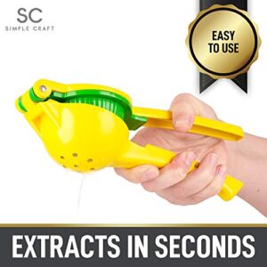 Simple Craft 2-In-1 Lemon Squeezer - Easy To Use Manual Juicer Hand Press - Lemon Juicer & Lime Squeezer Extracts Juices in Seconds