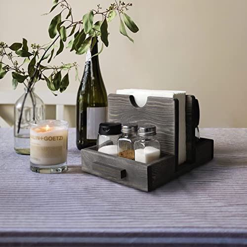 Authumberdale Vintage Napkin Holder with Salt and Pepper Shakers Caddy