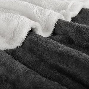 Linkidea Sherpa Wearable Blanket with Sleeves & Pockets for Adult Women and Men, Plush Fleece Robe TV Blanket for Couch, Sofa (Gray)