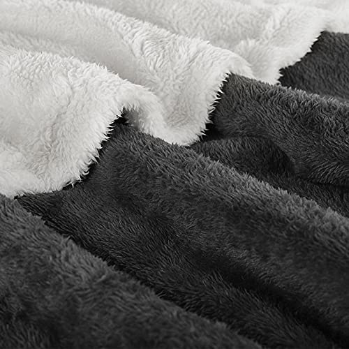 Linkidea Sherpa Wearable Blanket with Sleeves & Pockets for Adult Women and Men, Plush Fleece Robe TV Blanket for Couch, Sofa (Gray)