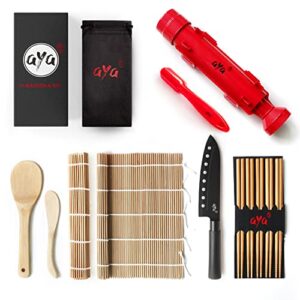 aya sushi making kit - original bazooka kit - sushi knife - video tutorials - sushi maker - 2 bamboo mats - paddle spreader - 5 x chopsticks