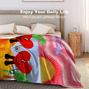 Cartoon Flannel Blanket Comfy Lightweight Warm Super Soft Throw Blanket All Seasons Bedding for Sofa Living Room 80"X60"