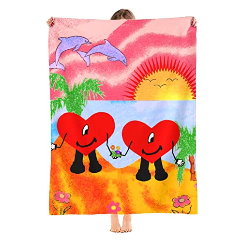 Cartoon Flannel Blanket Comfy Lightweight Warm Super Soft Throw Blanket All Seasons Bedding for Sofa Living Room 80"X60"