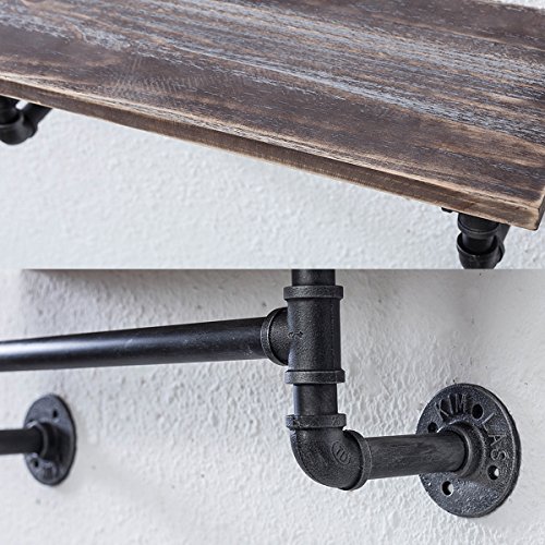 Womio Industrial Pipe Bathroom Shelves Wall Mounted with Towel Bar,19.7in Rustic Wall Decor Farmhouse,1 Tiered Towel Rack Metal Floating Shelves Towel Holder,Wall Shelf Over Toilet