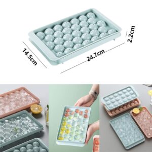 NUOYANG Round Ice Cube Tray with Lid, Ice Ball Maker Mold for Freezer with Container Mini Circle, Ice Cube Tray Making, 33PCS Sphere Ice Chilling Cocktail Whiskey Tea Coffee