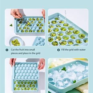 NUOYANG Round Ice Cube Tray with Lid, Ice Ball Maker Mold for Freezer with Container Mini Circle, Ice Cube Tray Making, 33PCS Sphere Ice Chilling Cocktail Whiskey Tea Coffee