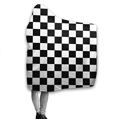 Black White Race Checkered Flag Hoodie Blanket Wearable Throw Blankets for Couch Blanket Hooded for Baby Kids Men Women