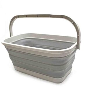 SAMMART 11.6L (3.06 Gallon) Collapsible Rectangular Handy Basket / Bucket (Grey, 1)