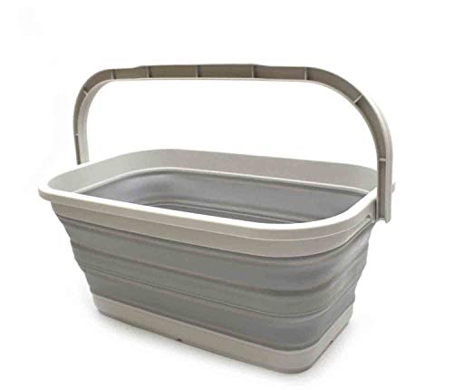 SAMMART 11.6L (3.06 Gallon) Collapsible Rectangular Handy Basket / Bucket (Grey, 1)