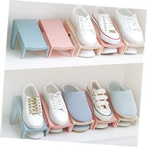 USHOBE 4pcs Double Layer Shoe Tray Sneaker Holder Clear Shoe Rack Shoe Rack Organizer Sneakers Holder Shoe Rack Holder Shoes Slots Rack Shoes Rack Shoes Shelf Storage Blue Pp Bracket