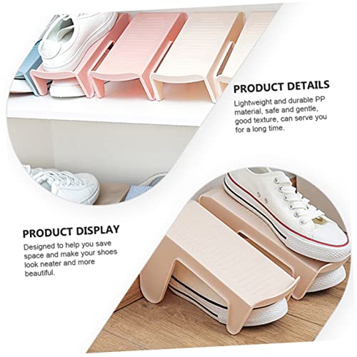 USHOBE 4pcs Double Layer Shoe Tray Sneaker Holder Clear Shoe Rack Shoe Rack Organizer Sneakers Holder Shoe Rack Holder Shoes Slots Rack Shoes Rack Shoes Shelf Storage Blue Pp Bracket